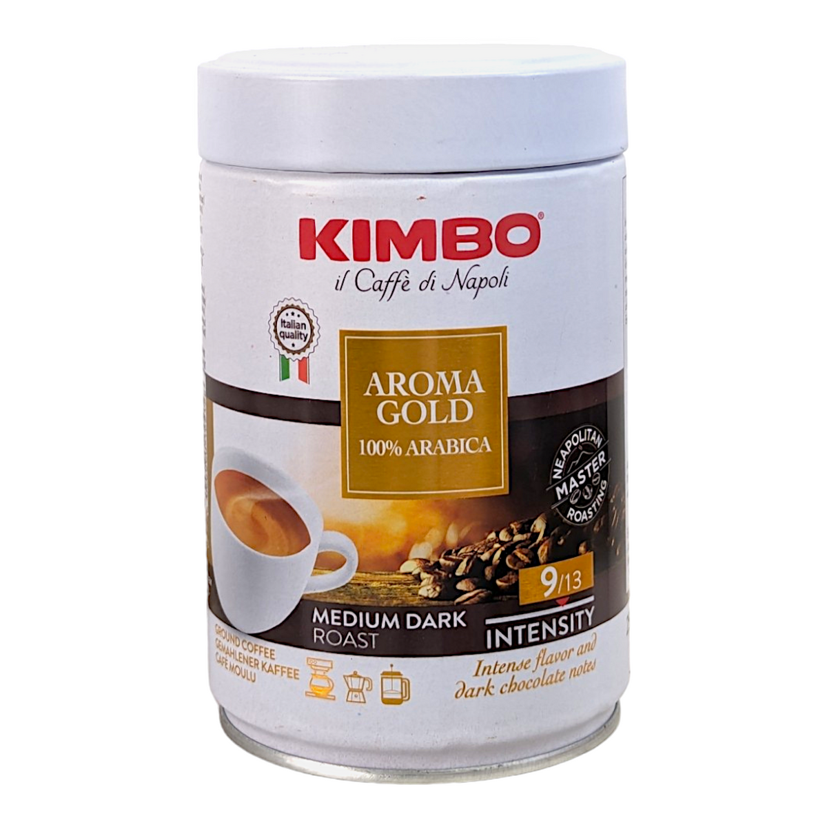 Kimbo Ground Coffee Aroma Gold 250g Tin | Italia Solutions UK