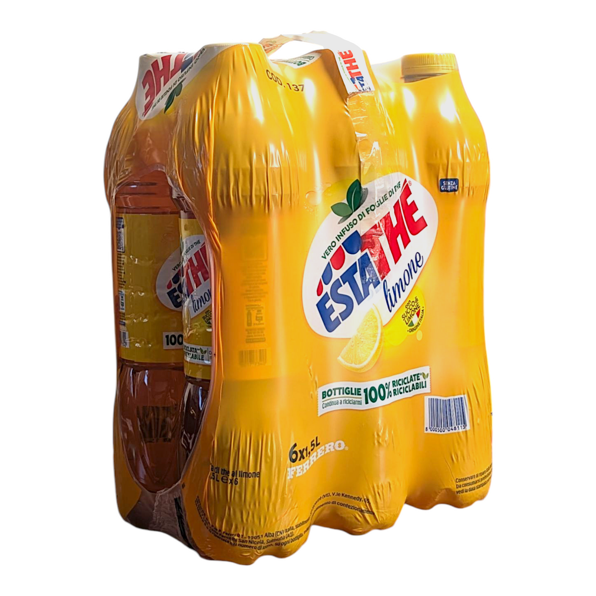 Estathè Lemon Italian Ice Tea, Tè Freddo al Limone 6x1.5L bottles ...