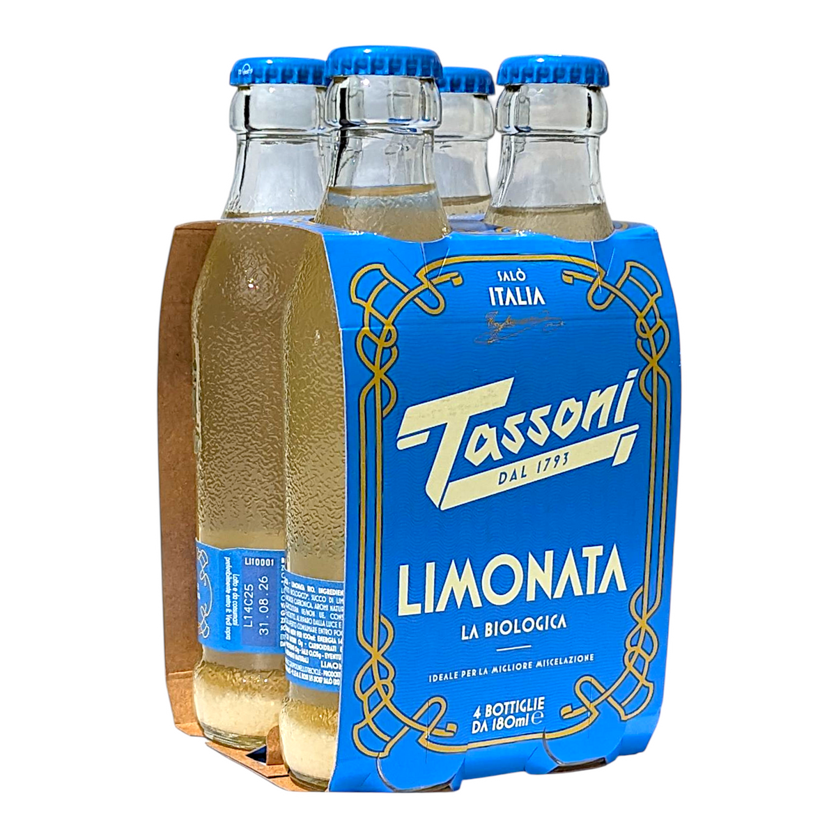 Tassoni Organic Lemonade Soft Drink / BIO Limonata - 4 x180ml Bottles