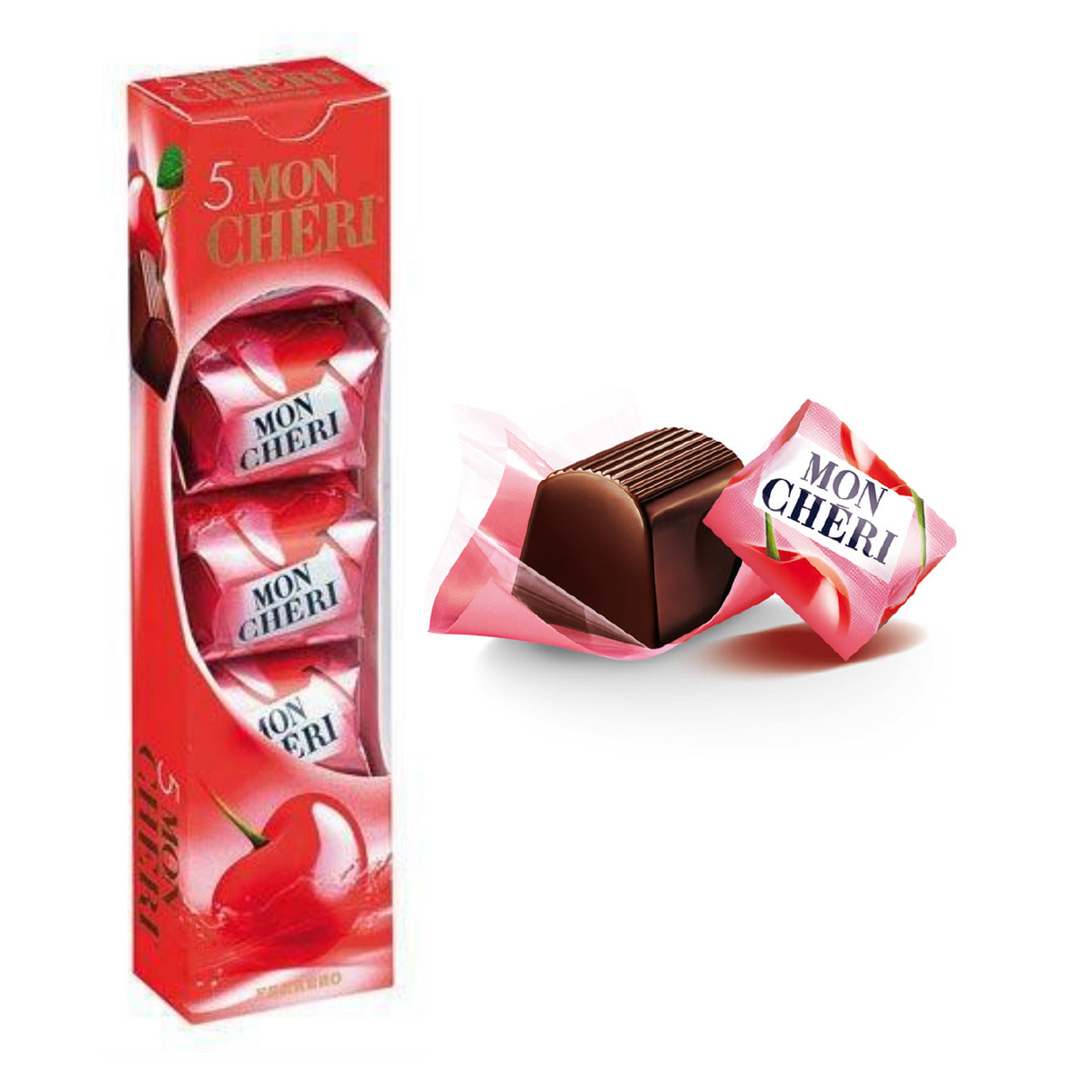 Ferrero Mon Cheri Dark Chocolates with Cherry & Liqueur Pack of 5 ...
