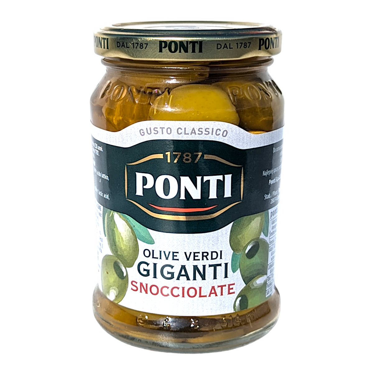 Ponti Pitted Giant Green Olives, Olive Verdi Giganti Snocciolate 290g ...